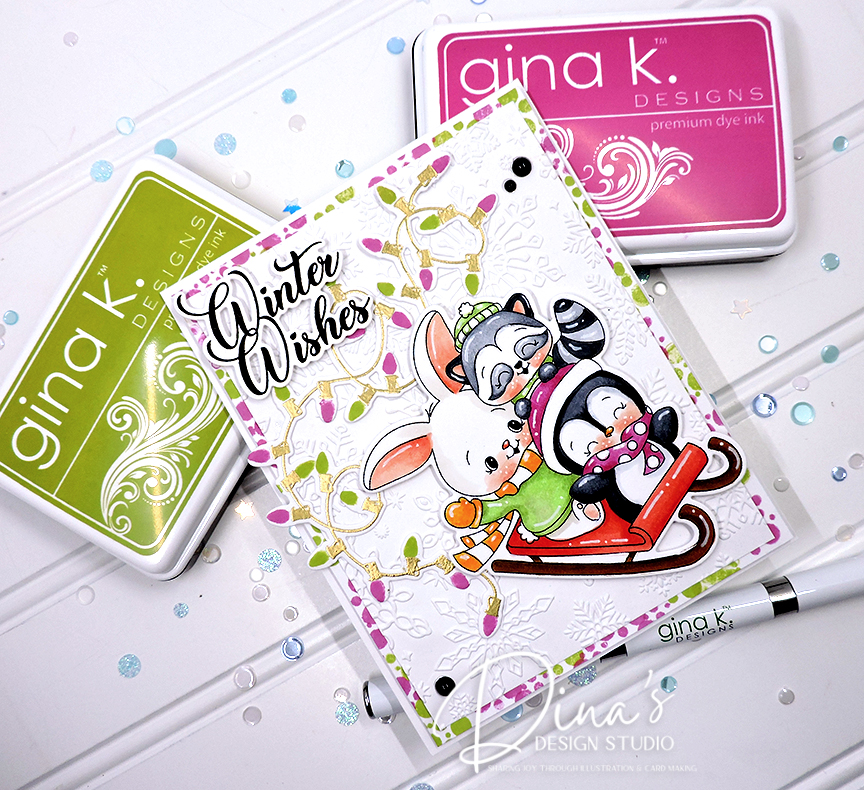 A Colorful Winter Card Featuring Furry Flurries Stamp Set by Gina K ...